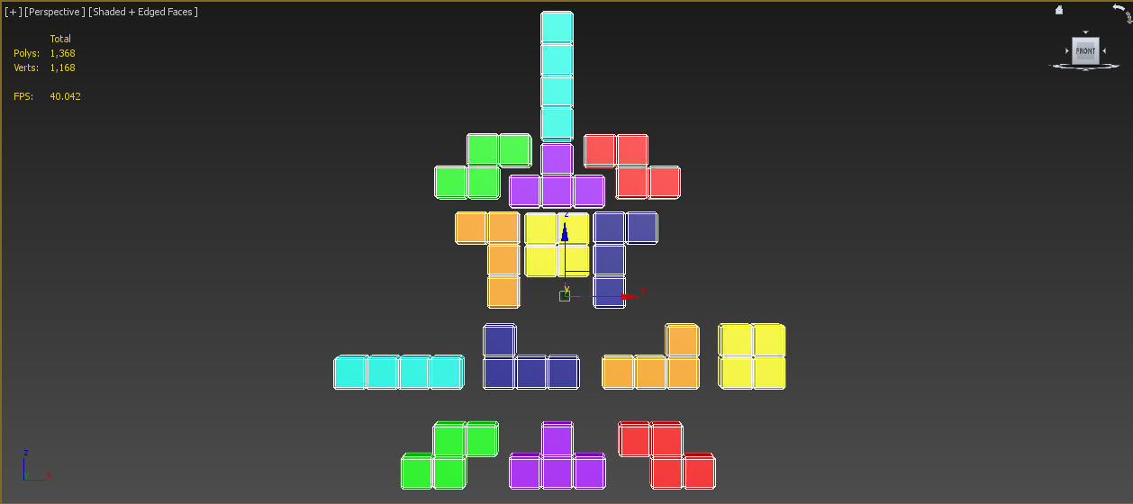 Tetris Blocks 3d Model Game Ready Obj Fbx