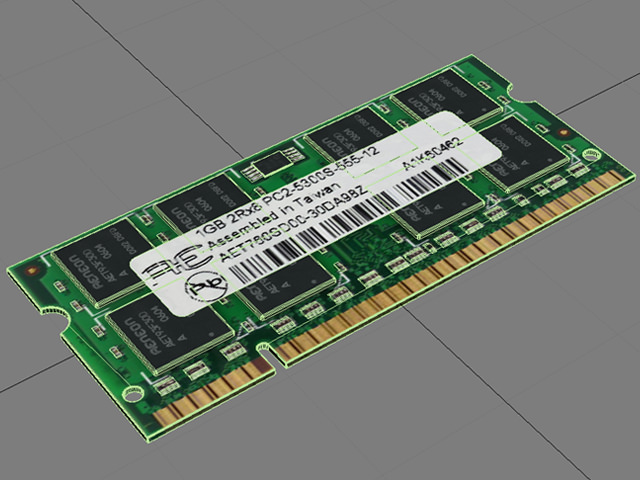 DDR2 SODIMM Ram 3D Model .max .obj .3ds .stl .wrl .wrz - CGTrader.com