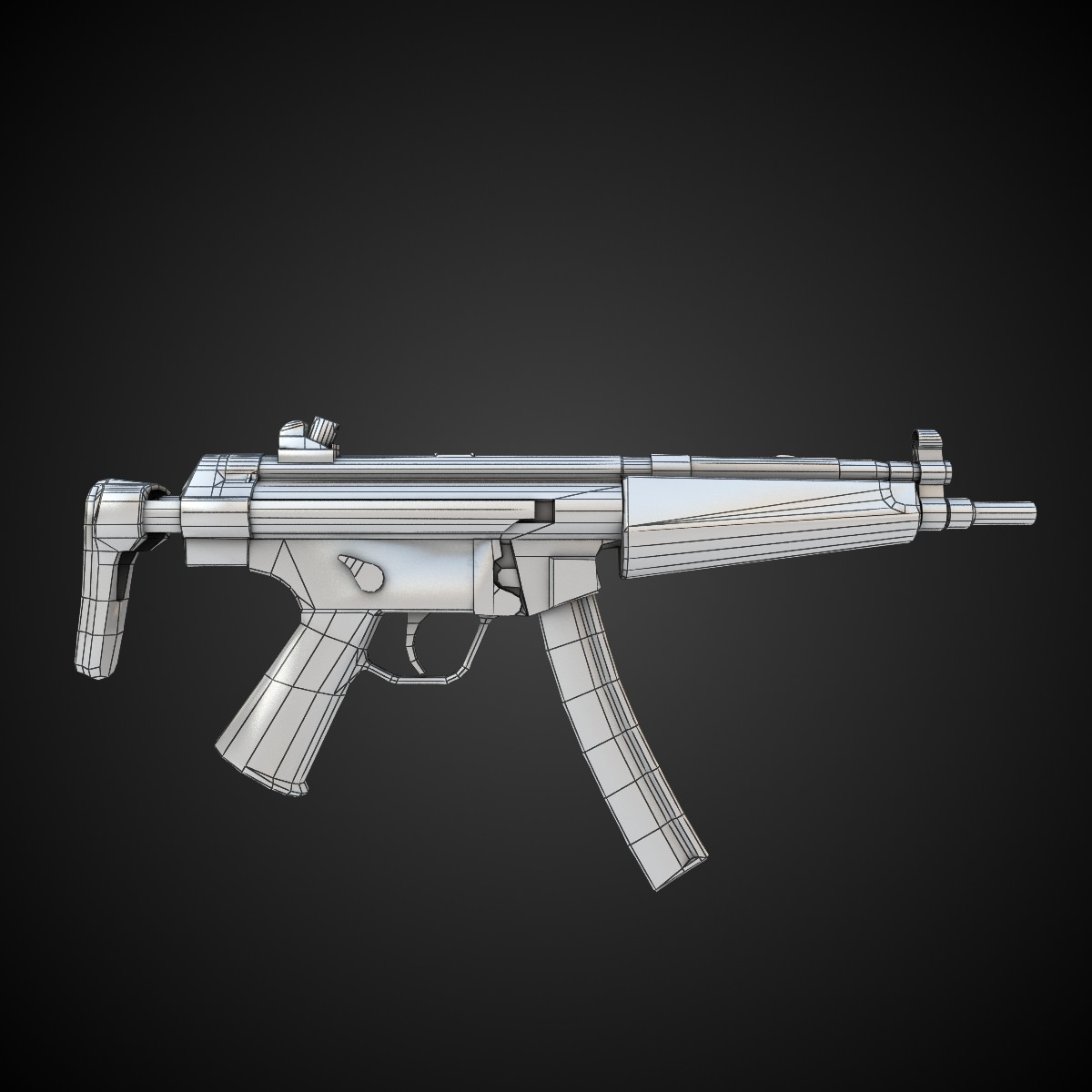 Mp5 Submachine Gun 3d Model Game Ready Max Obj Fbx Lwo Lw Lws Ma