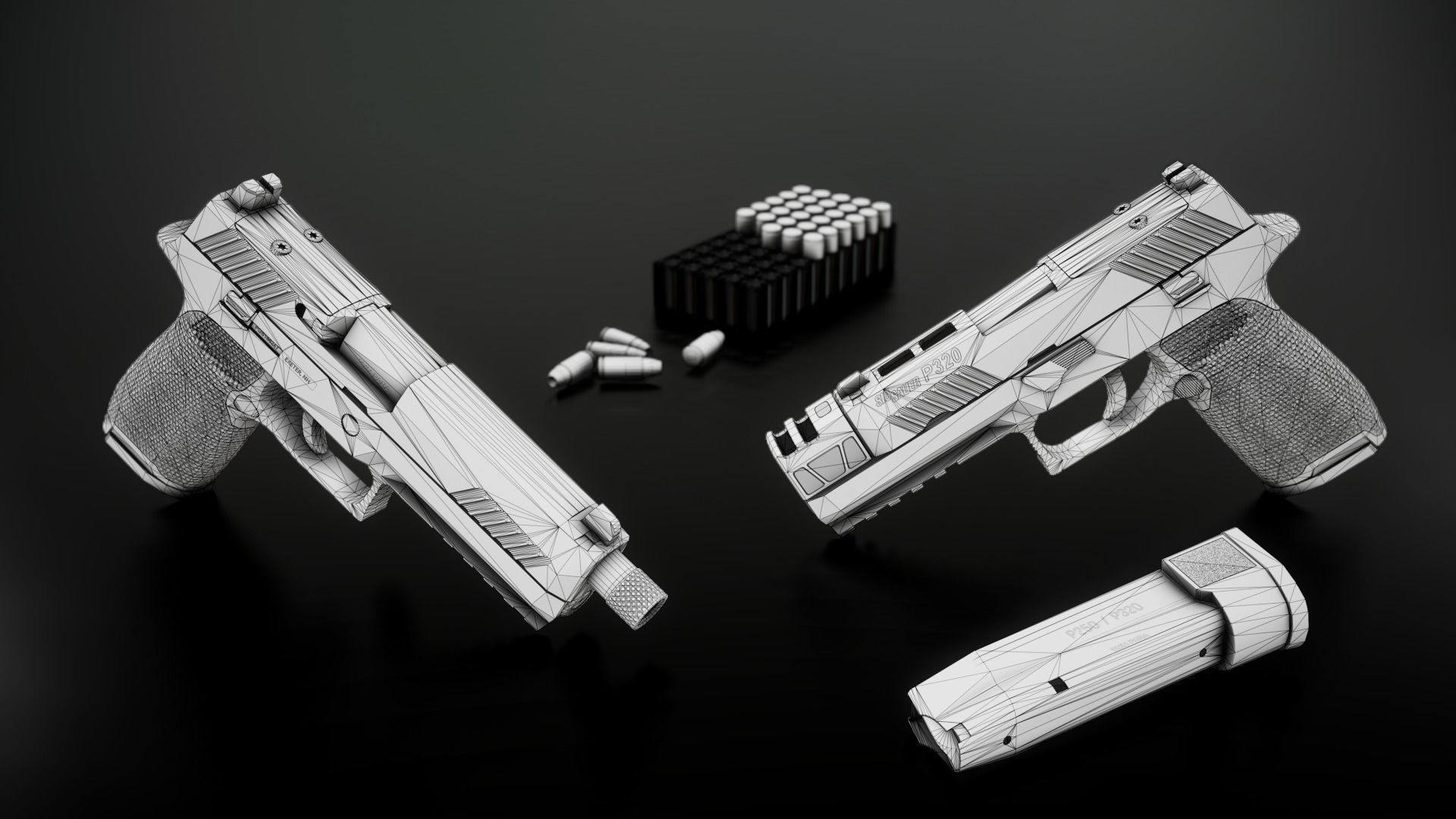 3D model Sig Sauer P320 Full Size Modular 9MM Handgun VR / AR / low ...