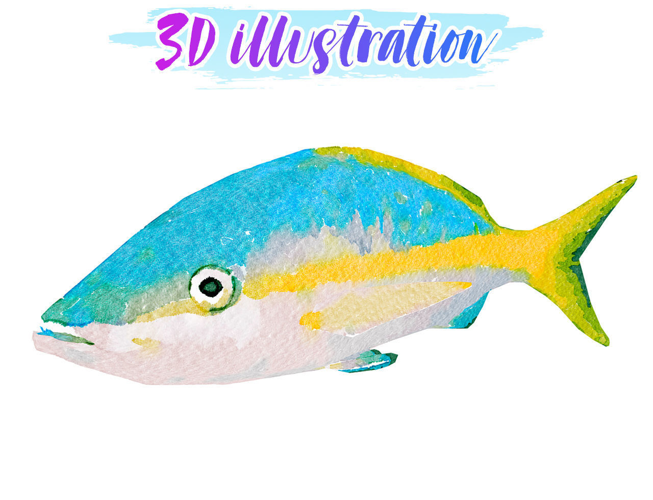 Low Poly Yellow Snapper Illustration Animated - 3D asset 1