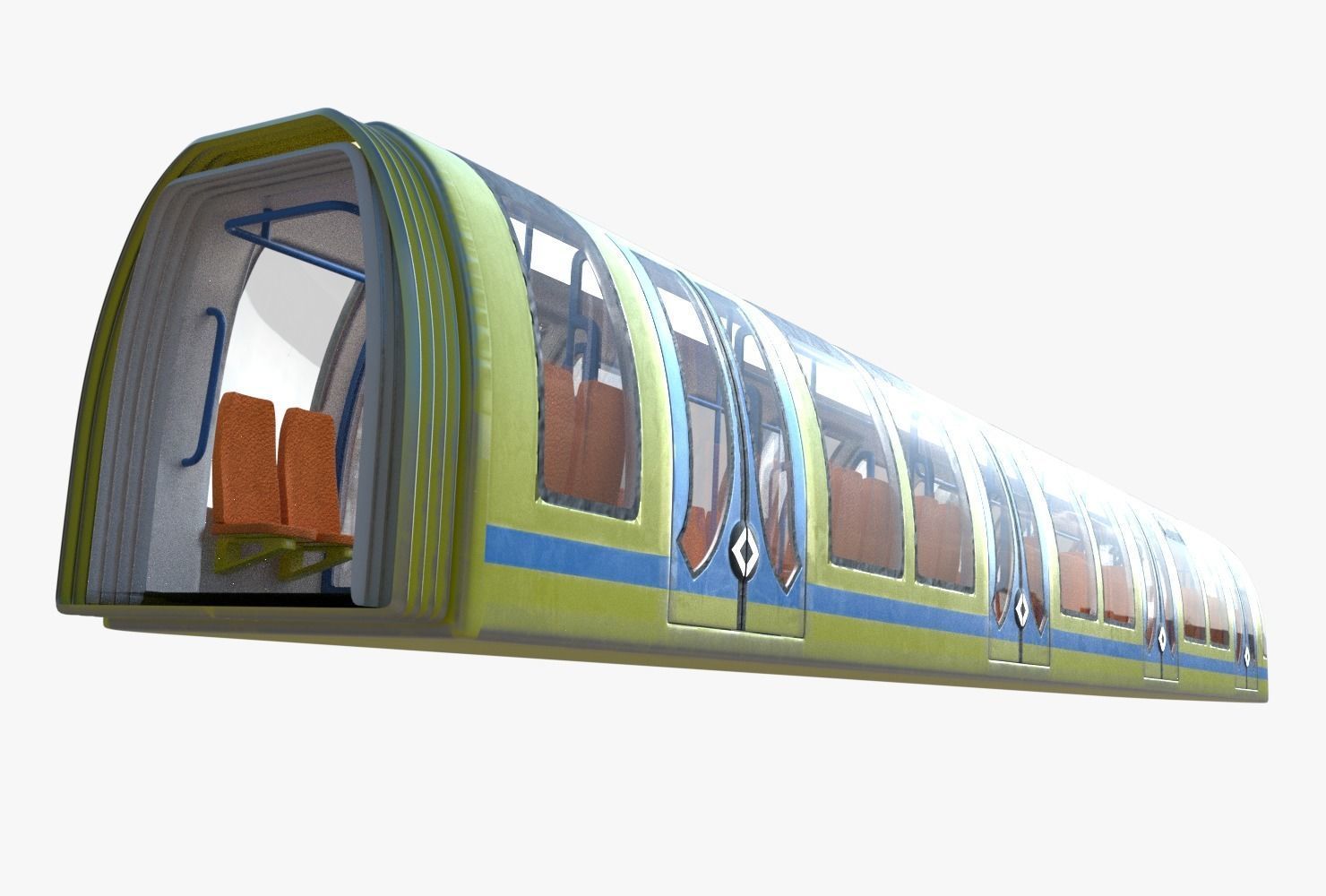 Sci-fi subway car PBR 3D model | CGTrader