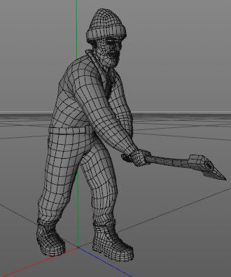 3D model Lumberjack man with shovel VR / AR / low-poly rigged animated ...