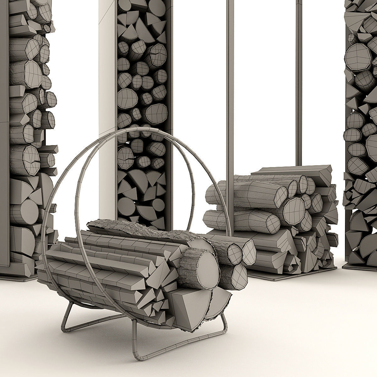 Large Set of Firewood 3D model | CGTrader