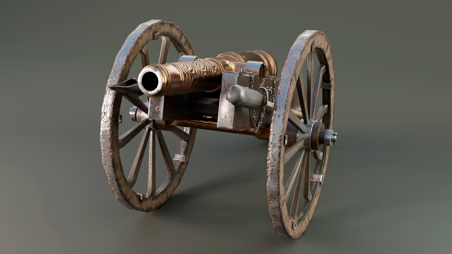 3D model Cannon on wheels VR / AR / low-poly | CGTrader