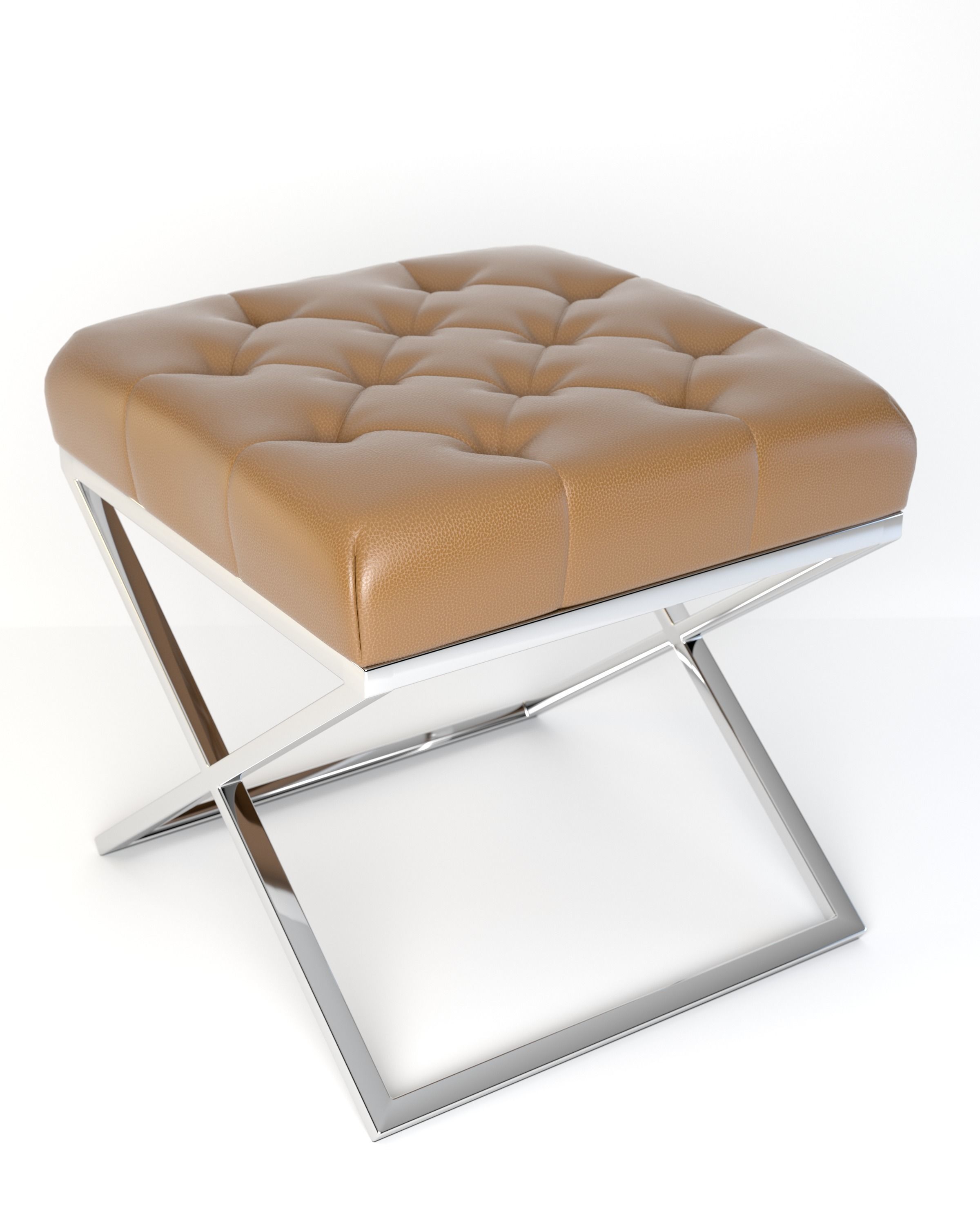 elegant quilted pouf free 3D model | CGTrader