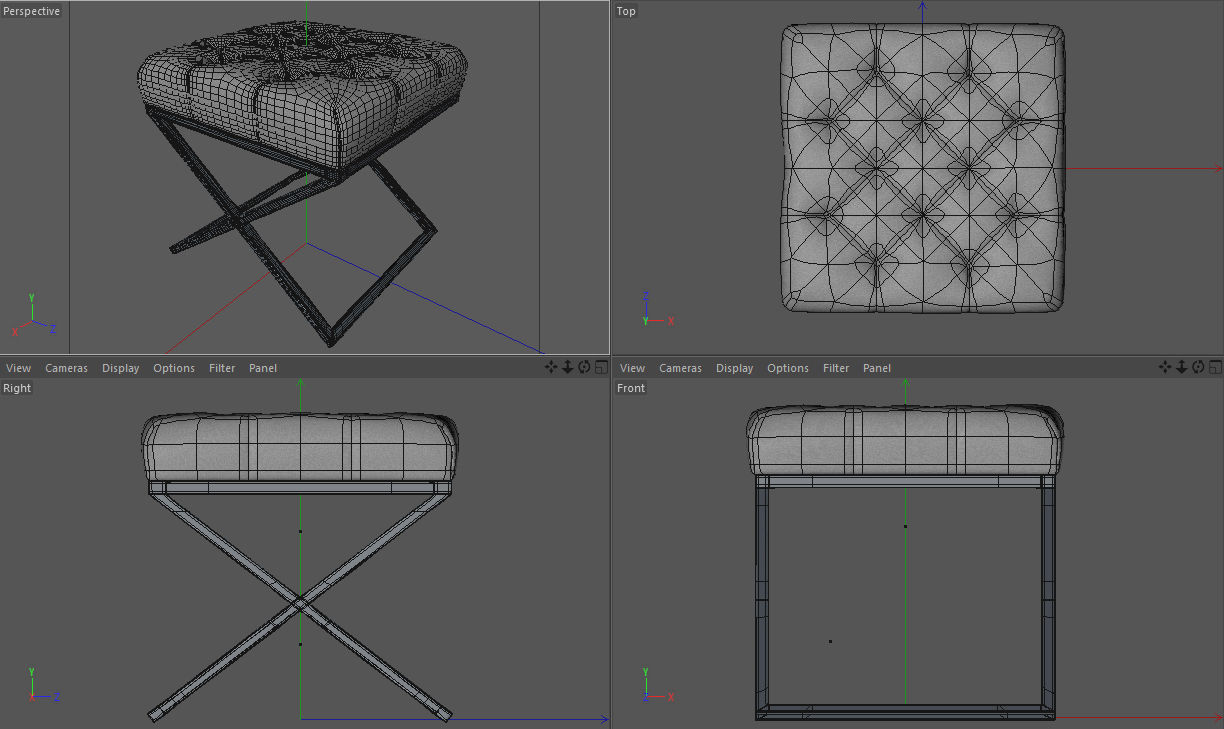 elegant quilted pouf free 3D model | CGTrader