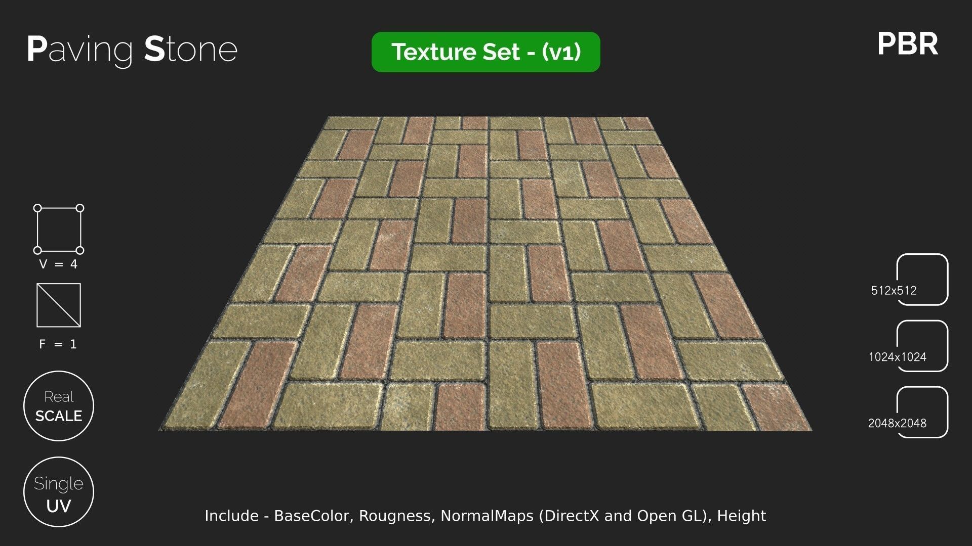 Texture Paving Stone - small seamless textures set VR / AR / low-poly ...