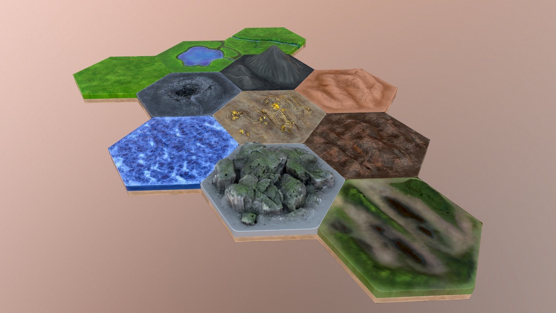 3D model Hexlands Tileset 1 VR / AR / low-poly | CGTrader