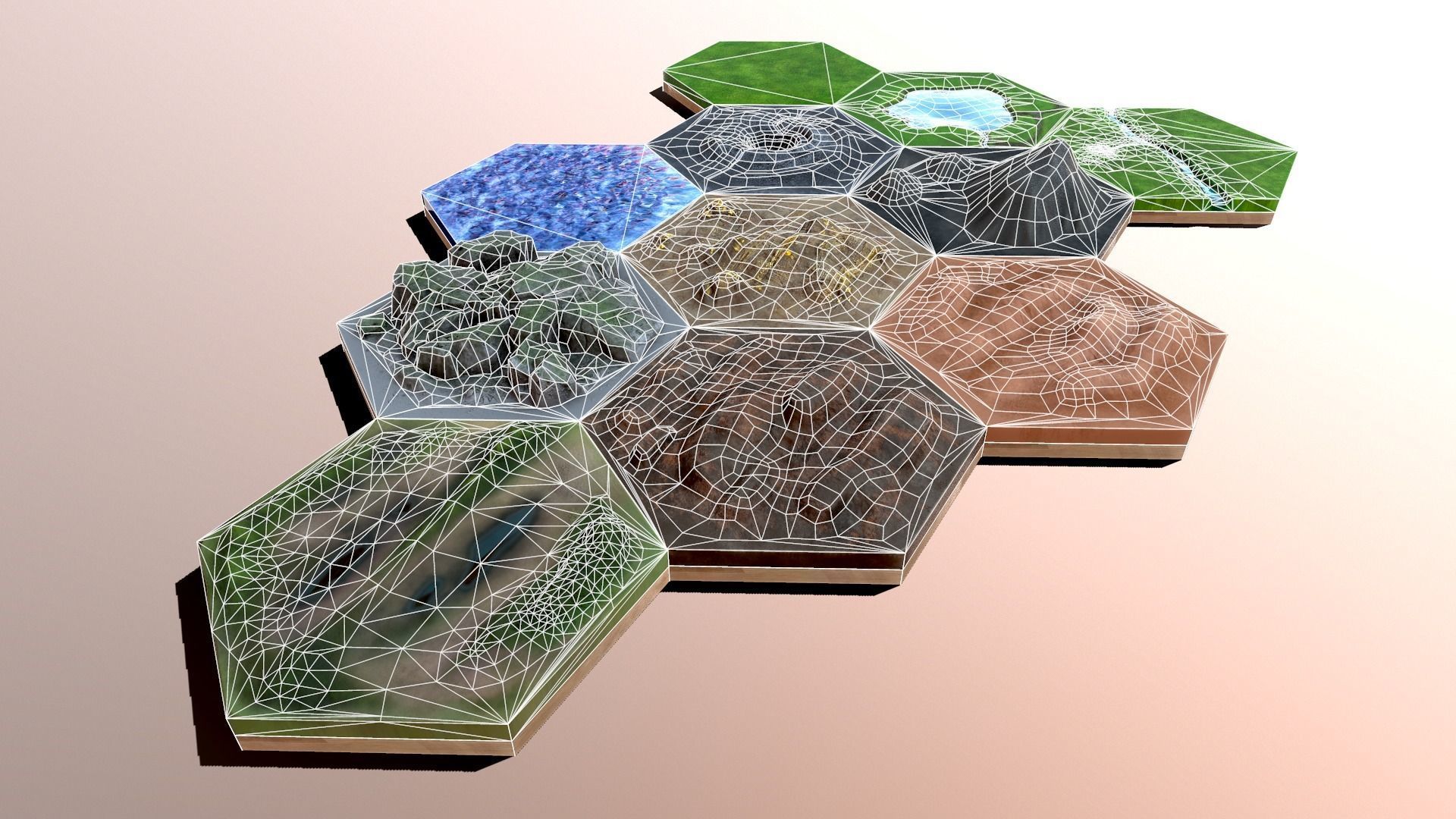 3D model Hexlands Tileset 1 VR / AR / low-poly | CGTrader