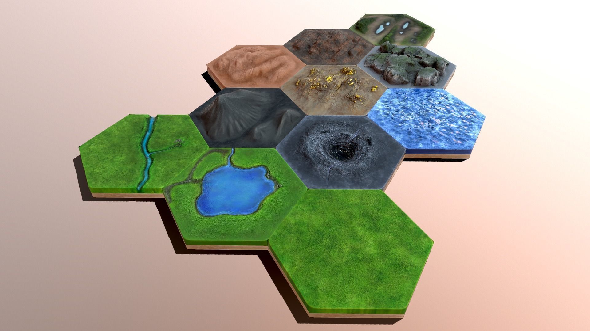 3D model Hexlands Tileset 1 VR / AR / low-poly | CGTrader