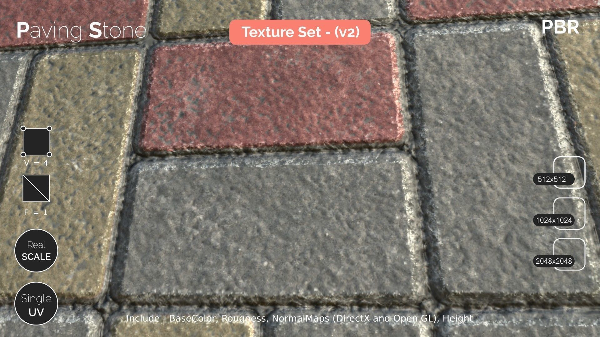 Texture Paving Stone - small seamless textures set VR / AR / low-poly ...