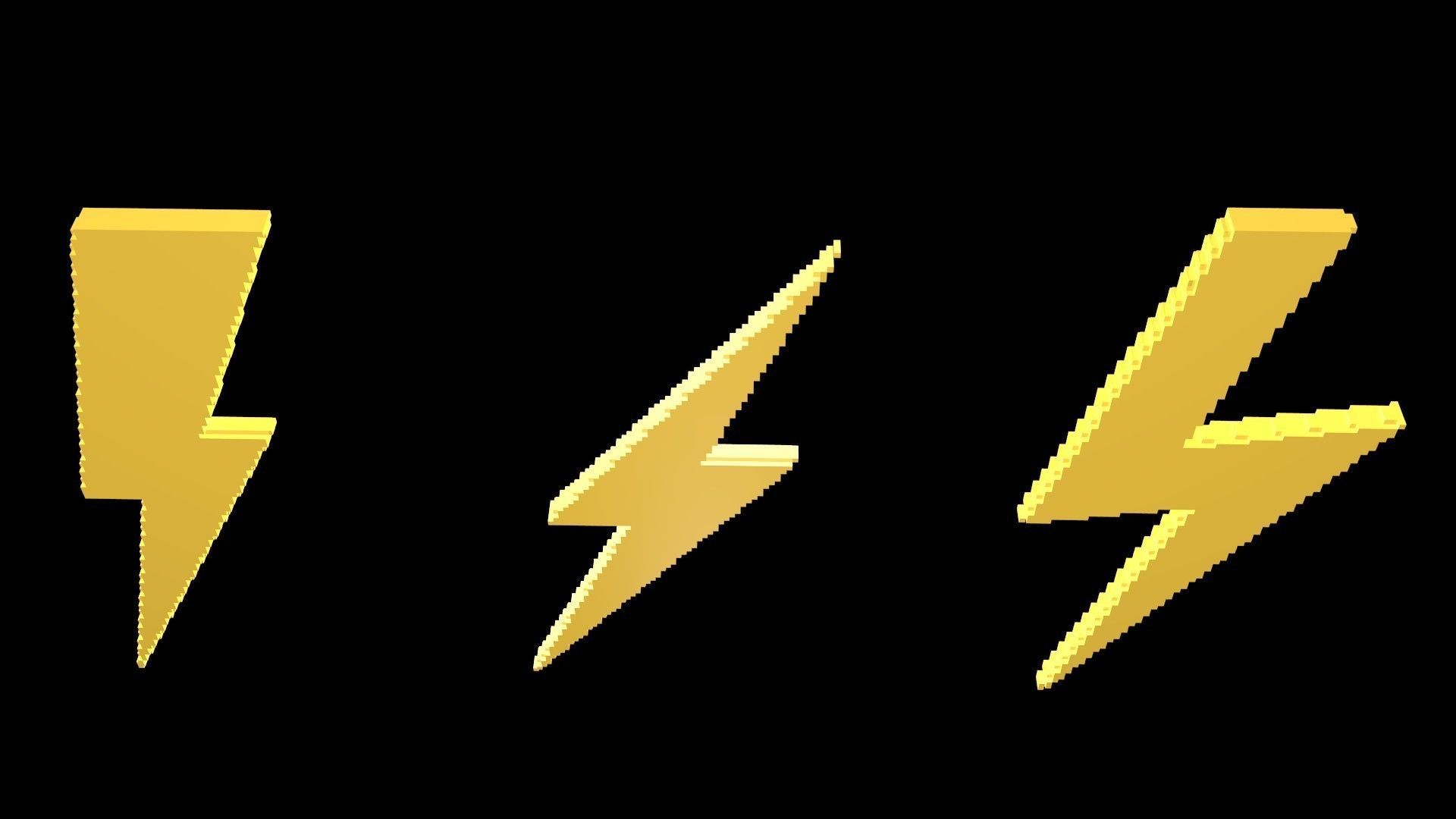 Thunder symbols voxel 4 3D model | CGTrader