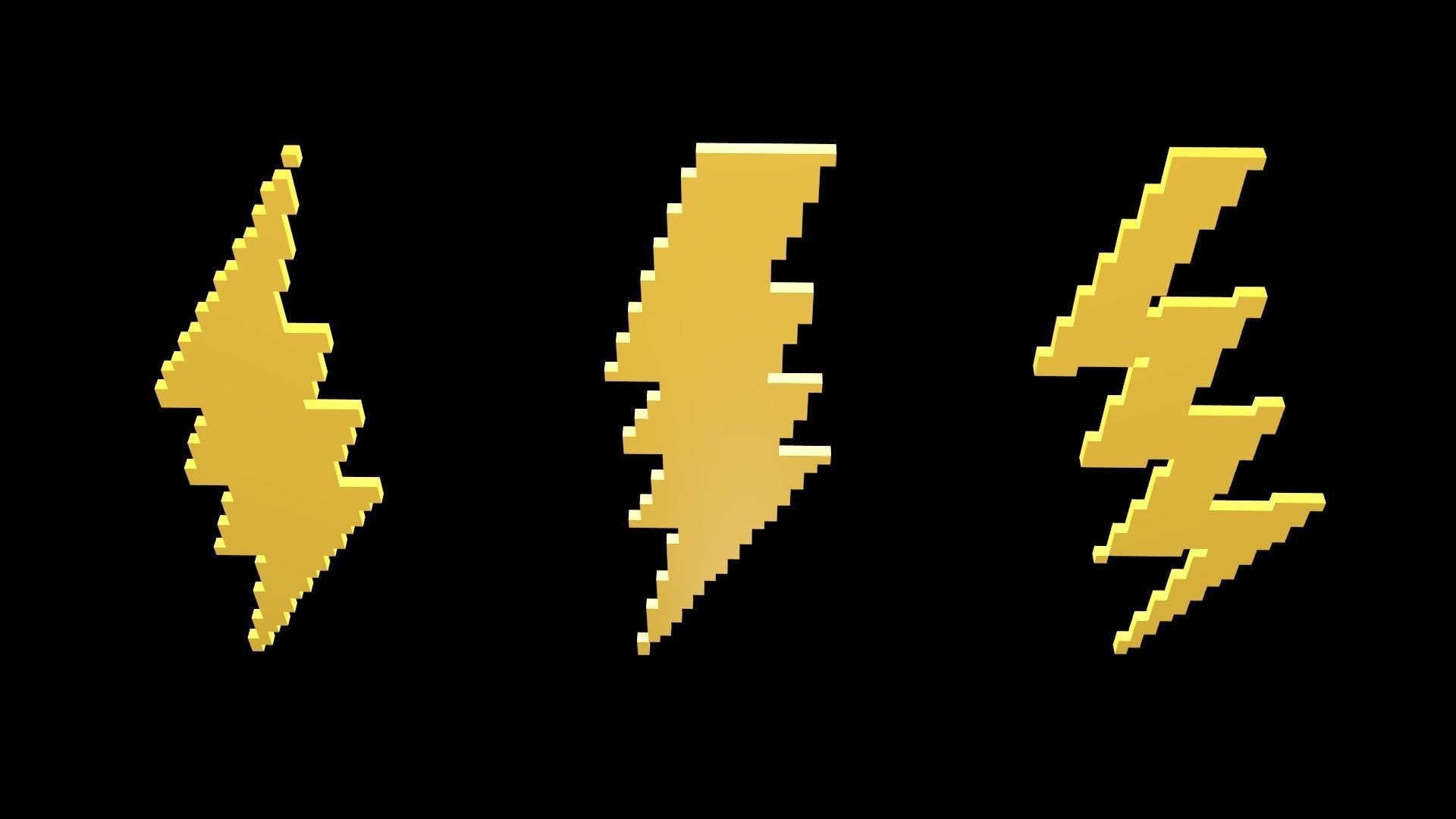Thunder symbols voxel 5 3D model | CGTrader