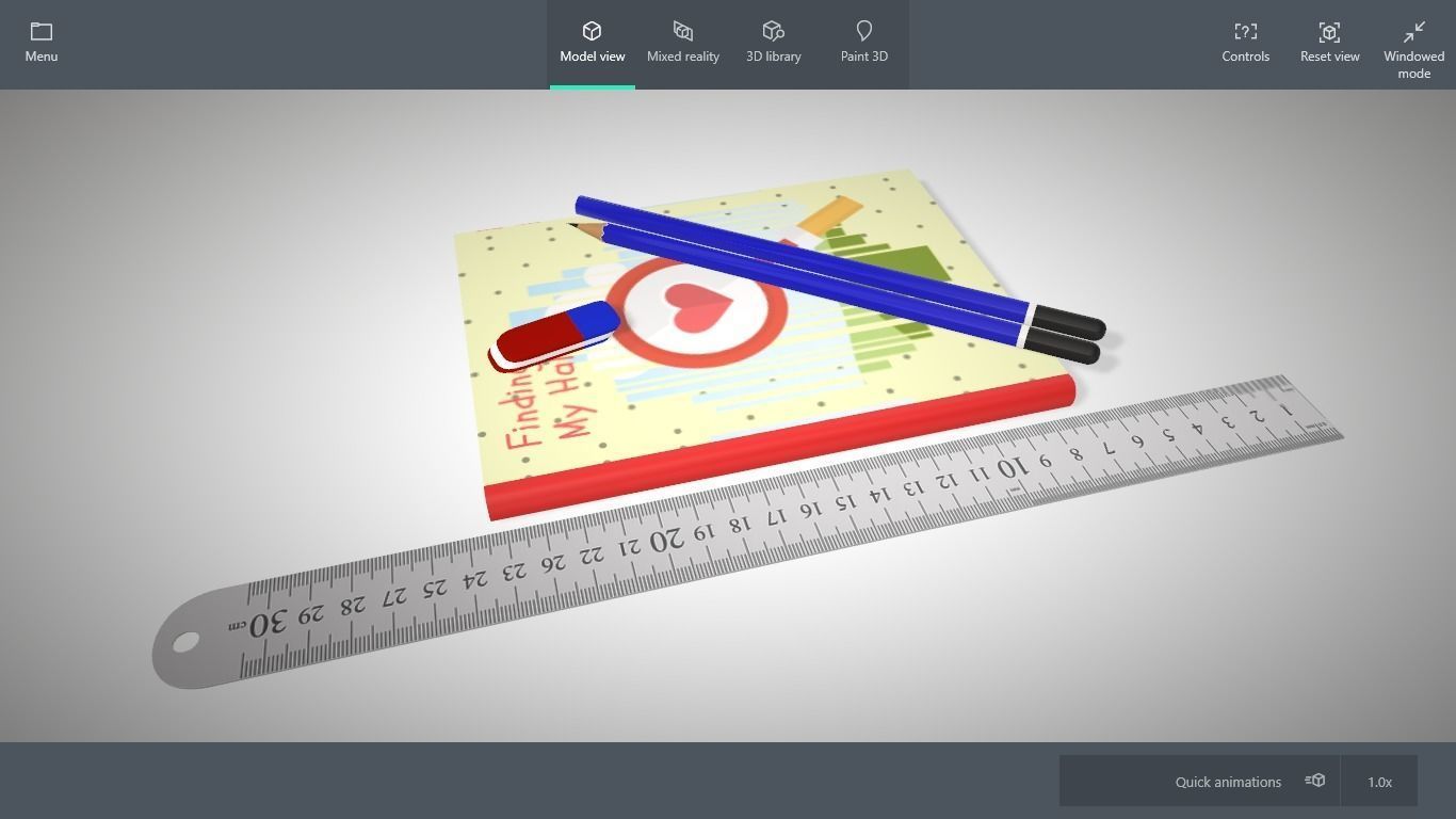 Book - Pencil - Ruler - Eraser free VR / AR / low-poly 3D model | CGTrader