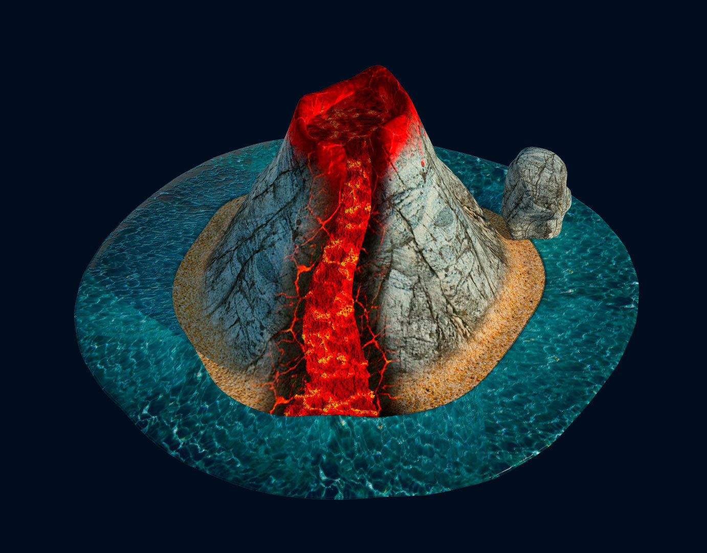 Volcano animate 3D model animated | CGTrader