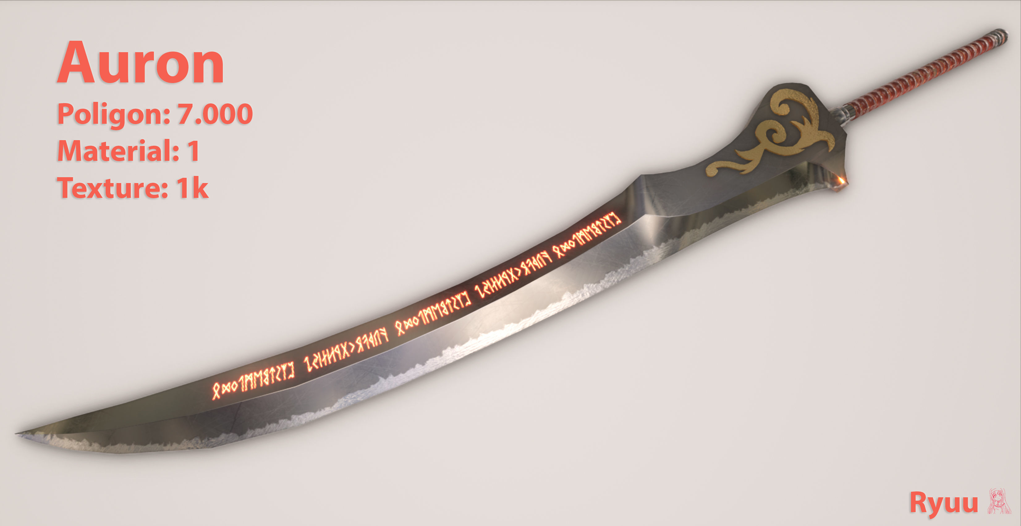 3D model Auron sword VR / AR / low-poly | CGTrader