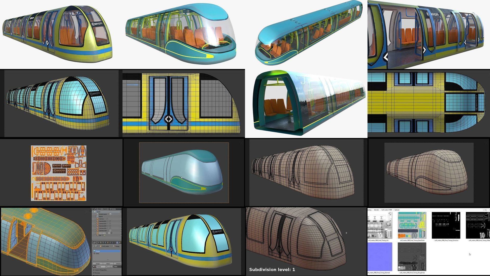 Sci-fi metro trains PBR 3D Model Collection | CGTrader