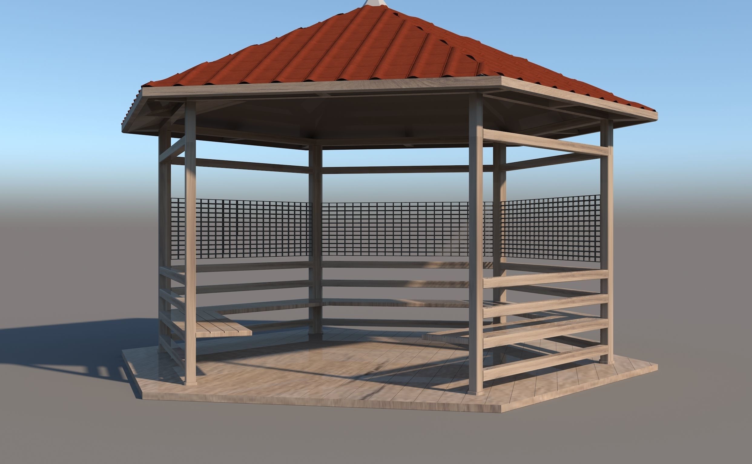 3D model pergola cardak VR / AR / low-poly | CGTrader