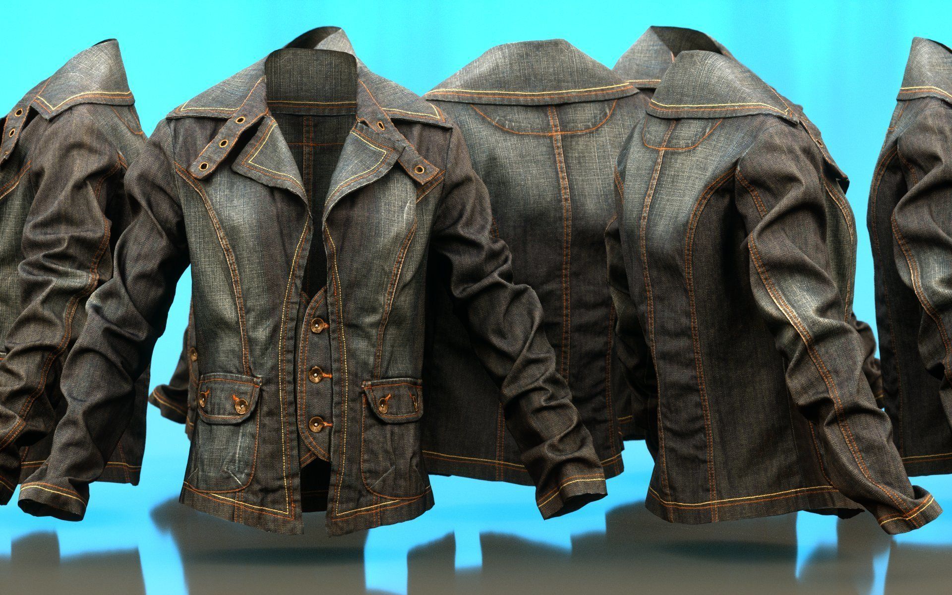 3D model Jeans Jacket Stylish Decorated VR / AR / low-poly | CGTrader