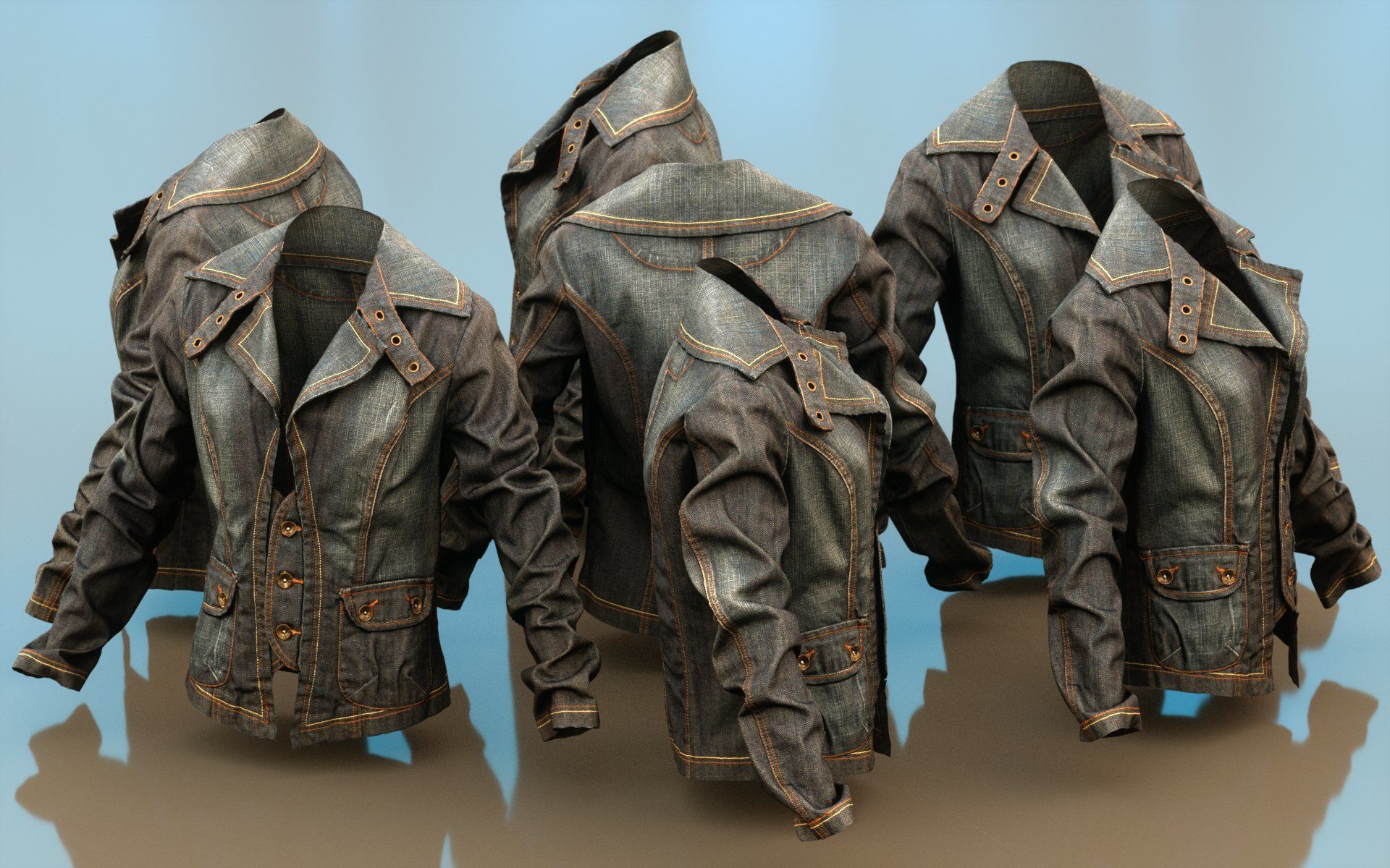 3D model Jeans Jacket Stylish Decorated VR / AR / low-poly | CGTrader