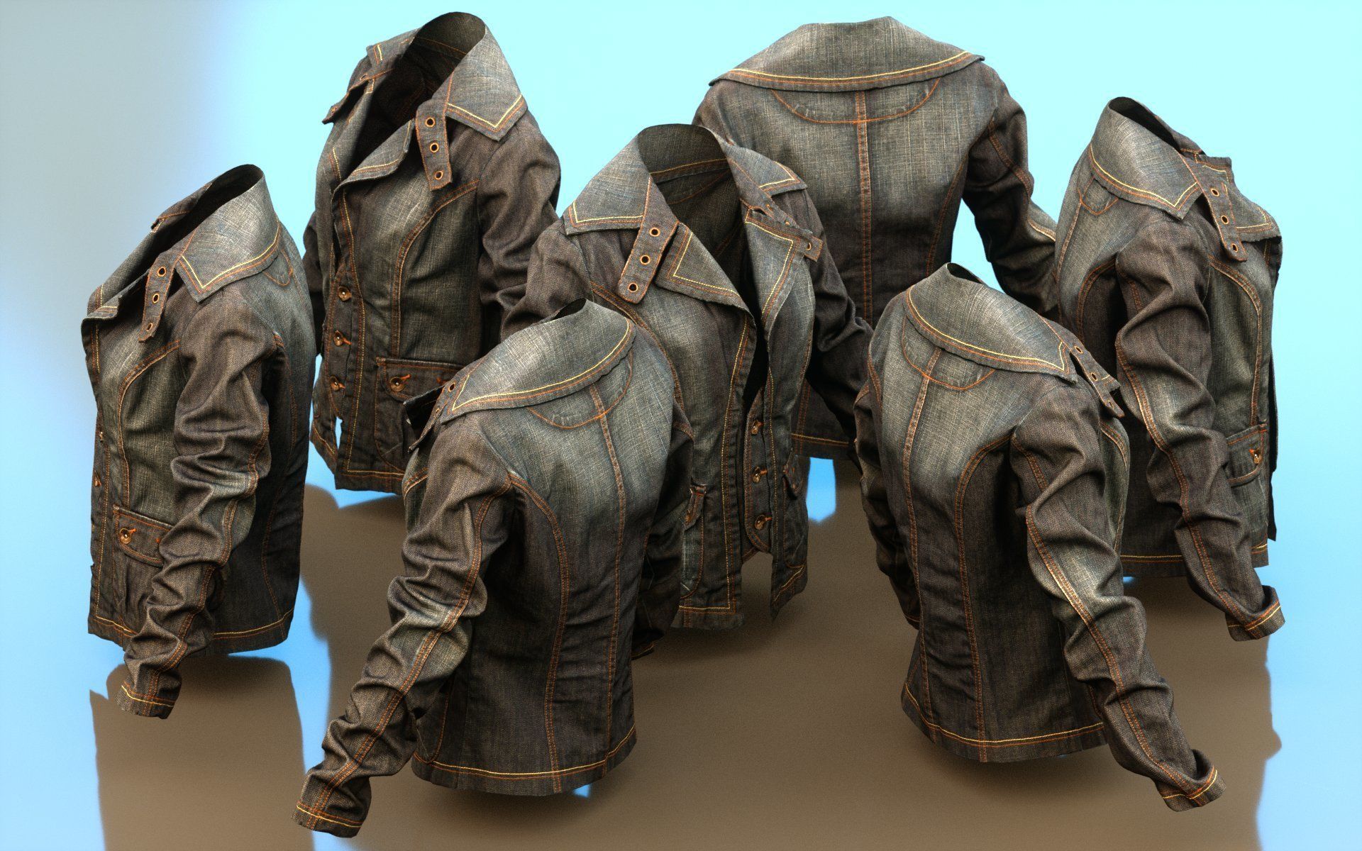 3D model Jeans Jacket Stylish Decorated VR / AR / low-poly | CGTrader