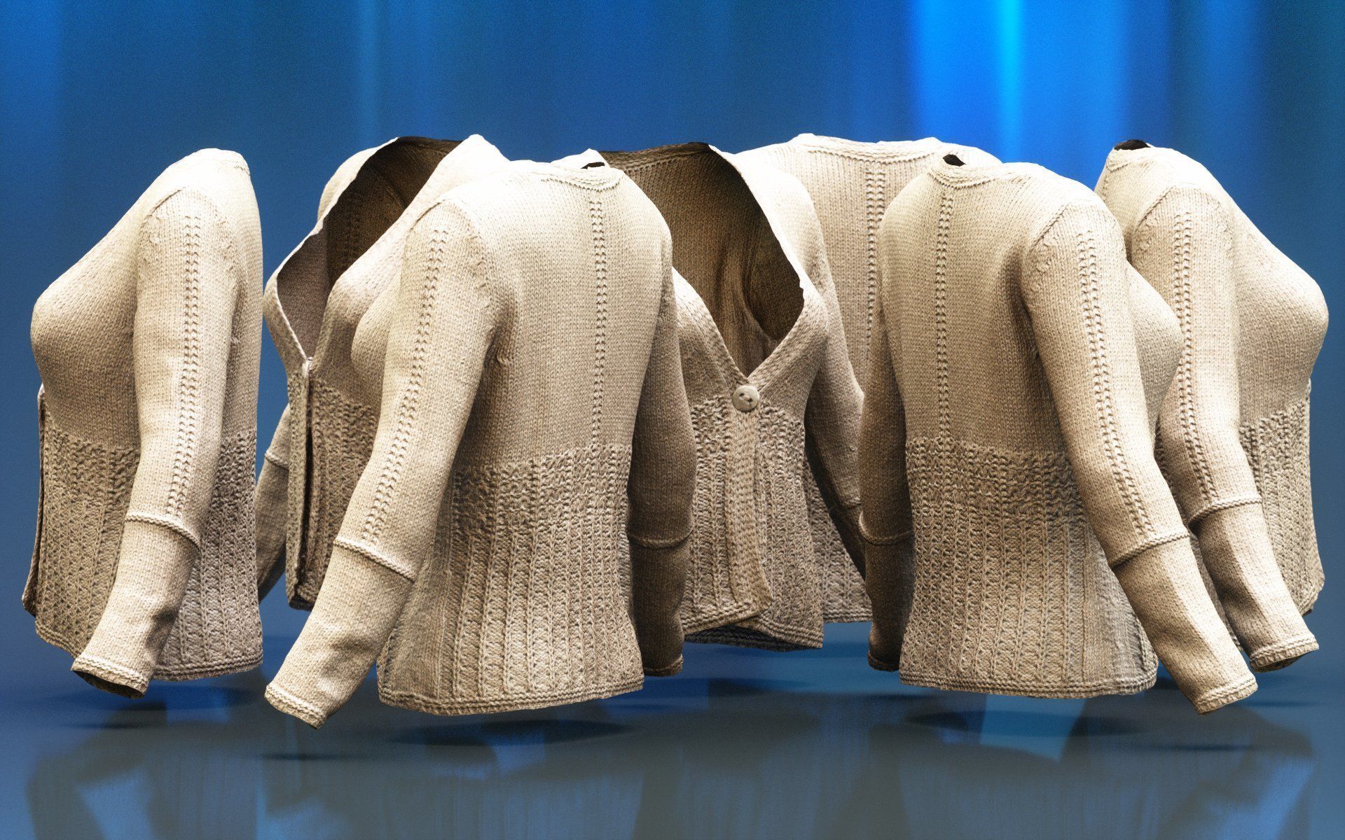 3D model Knit Wool Cardigan Beige VR / AR / low-poly | CGTrader