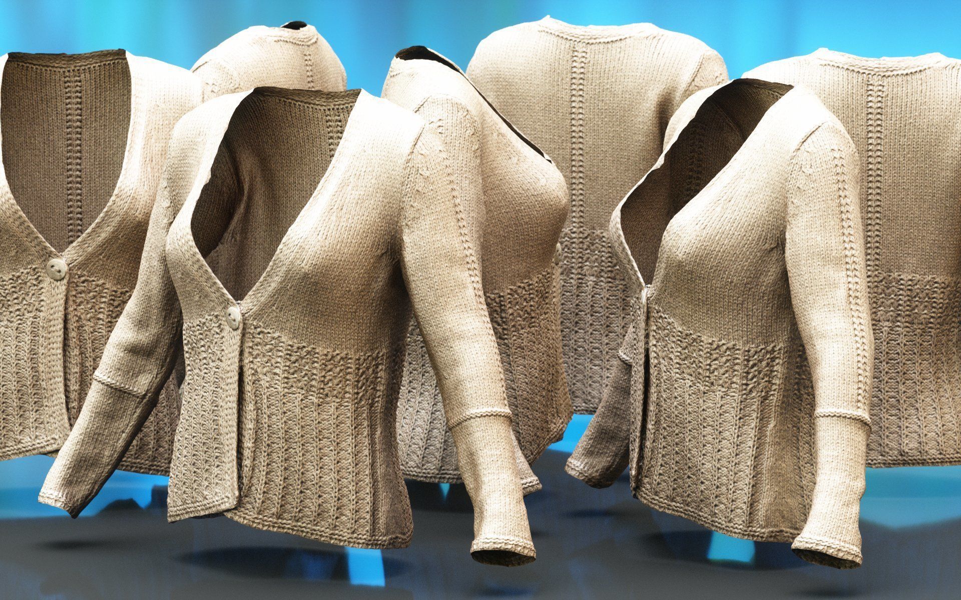 3D model Knit Wool Cardigan Beige VR / AR / low-poly | CGTrader