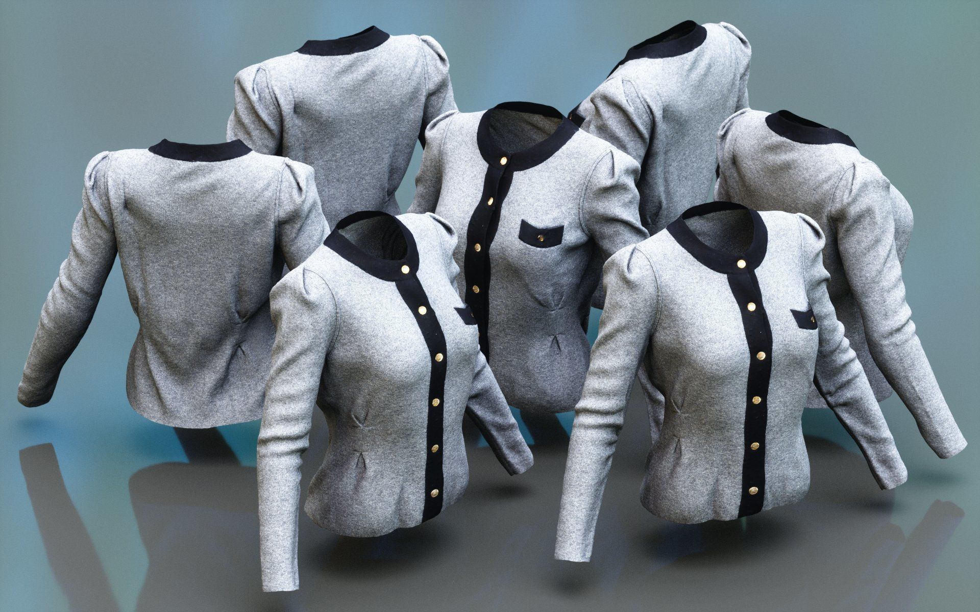 3D model Grey Chest Pocket Top Pull VR / AR / low-poly | CGTrader