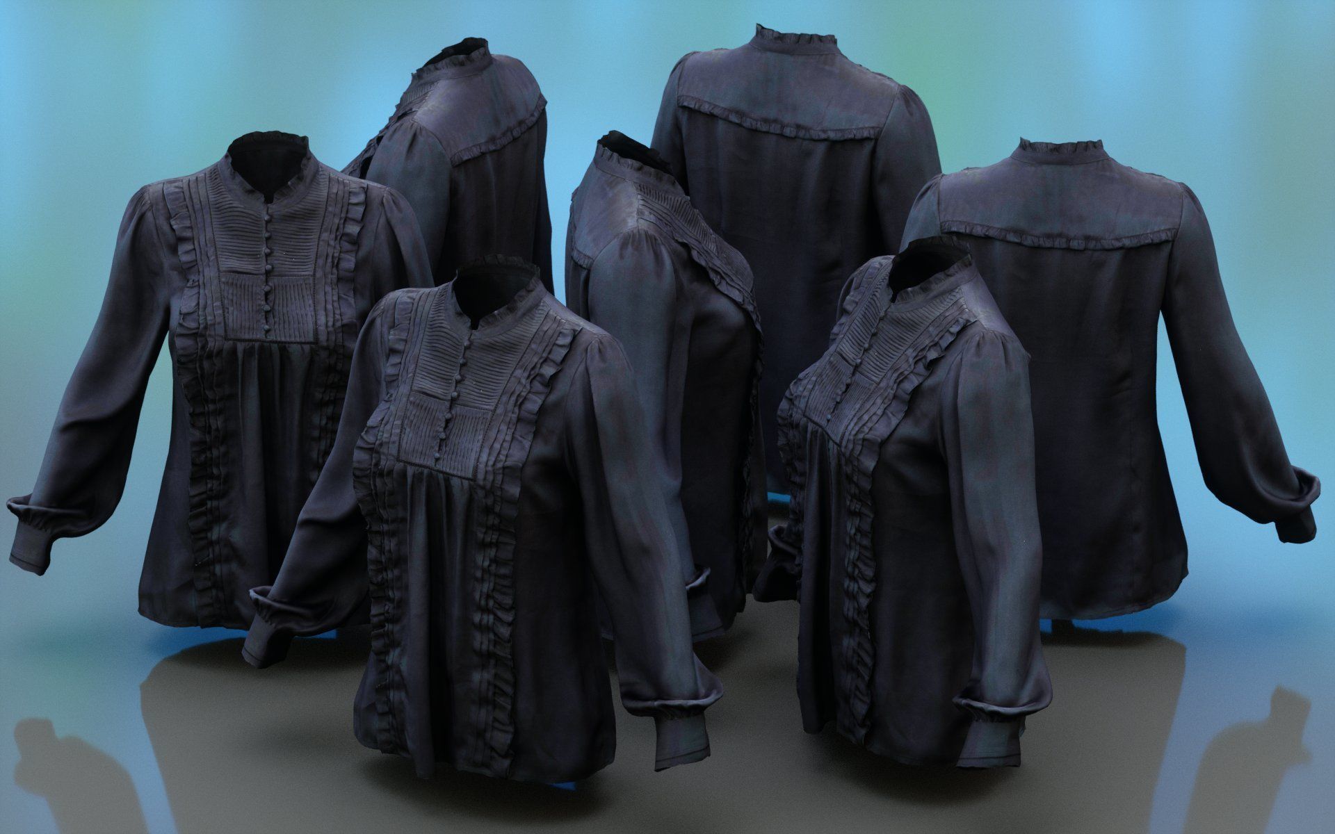 Decorated Shirt Dark Blue 3D model | CGTrader