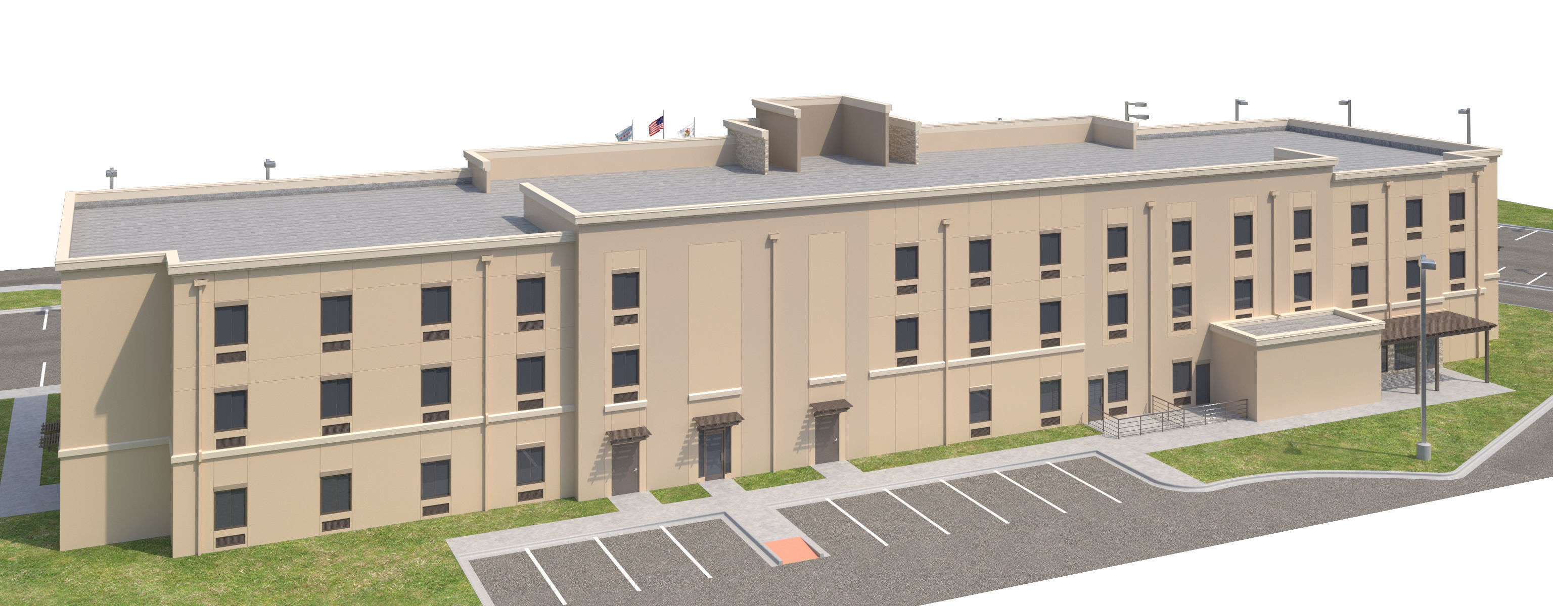 Commercial Building-027 Comfort Inn and Suites Hotel With Site 3D model ...