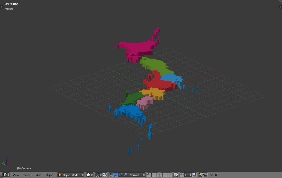 3D model Japan 3D Map with regions and 3D Map with prefectures VR / AR ...
