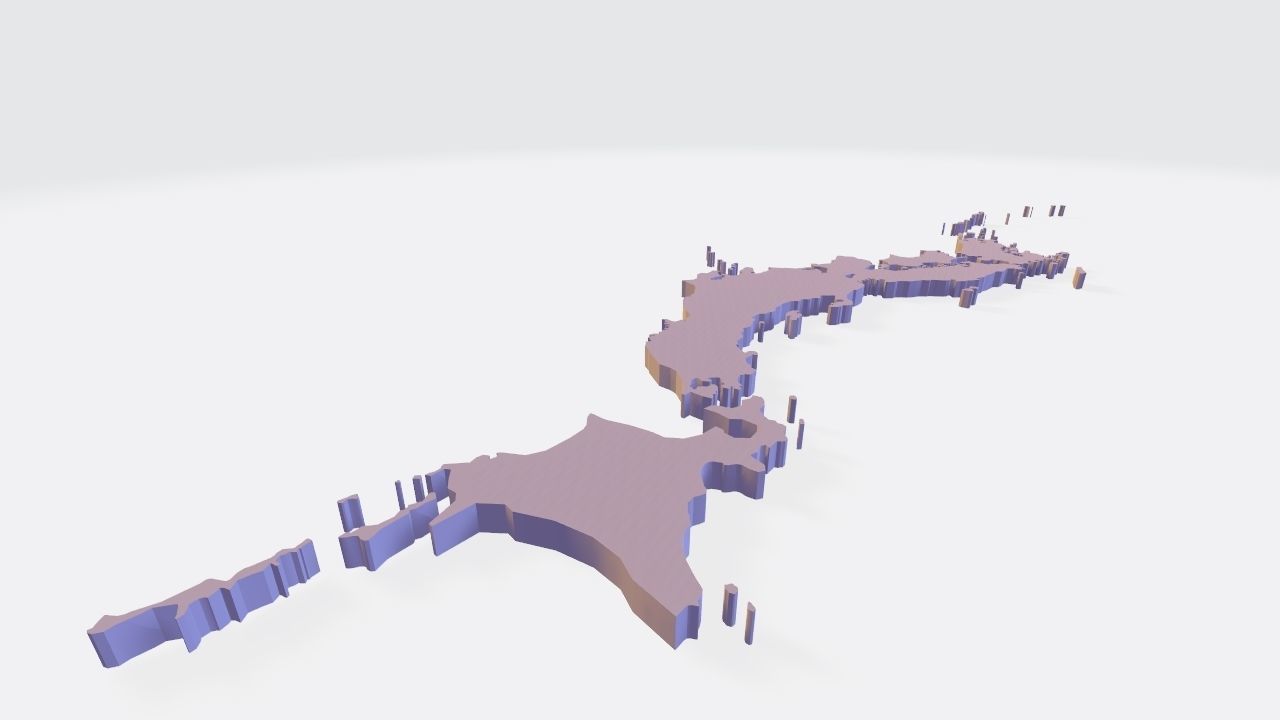 3D model Japan 3D Map with regions and 3D Map with prefectures VR / AR ...