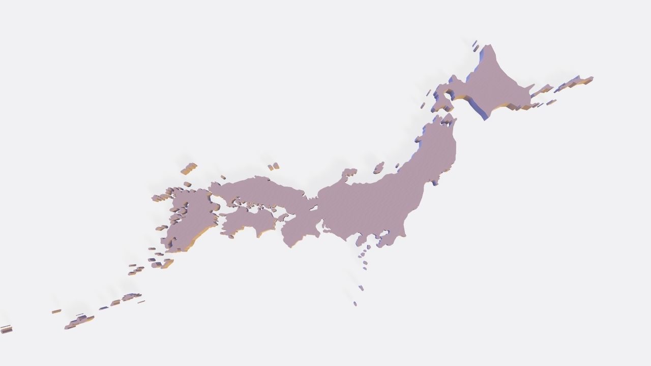 3D model Japan 3D Map with regions and 3D Map with prefectures VR / AR ...