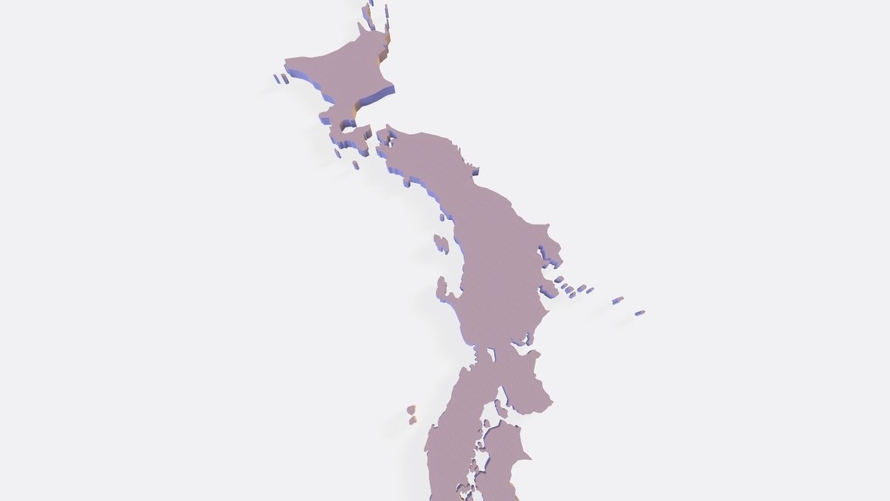 3D model Japan 3D Map with regions and 3D Map with prefectures VR / AR ...
