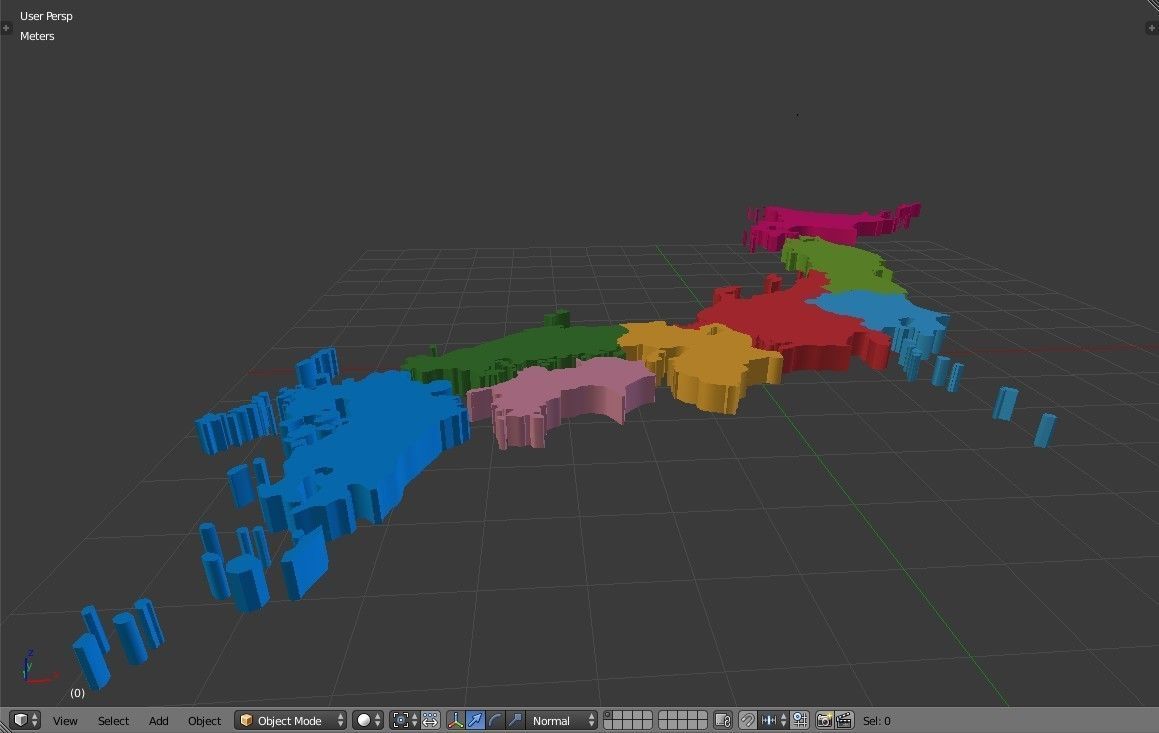 3D model Japan 3D Map with regions and 3D Map with prefectures VR / AR ...