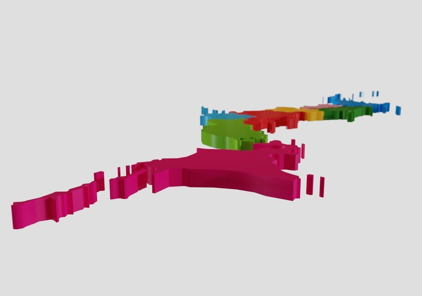 3D model Japan 3D Map with regions and 3D Map with prefectures VR / AR ...