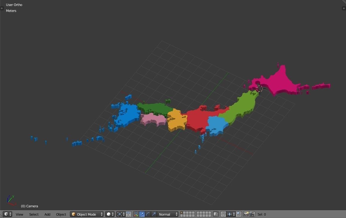 3D model Japan 3D Map with regions and 3D Map with prefectures VR / AR ...