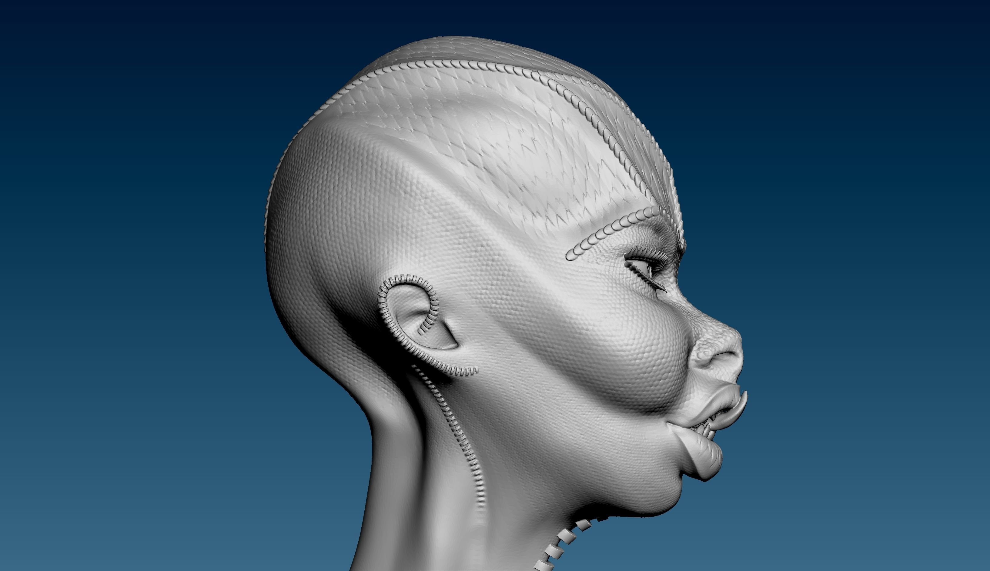 Alien Girl Head for 3D Print 3D model 3D printable | CGTrader