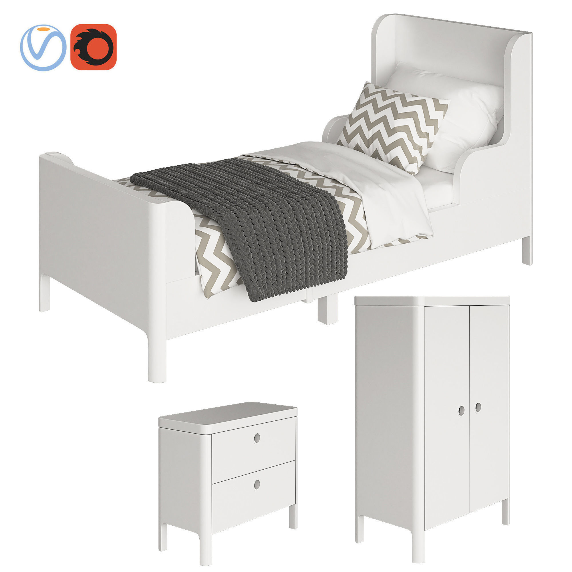 Busunge storage cabinet with drawers 3D model | CGTrader