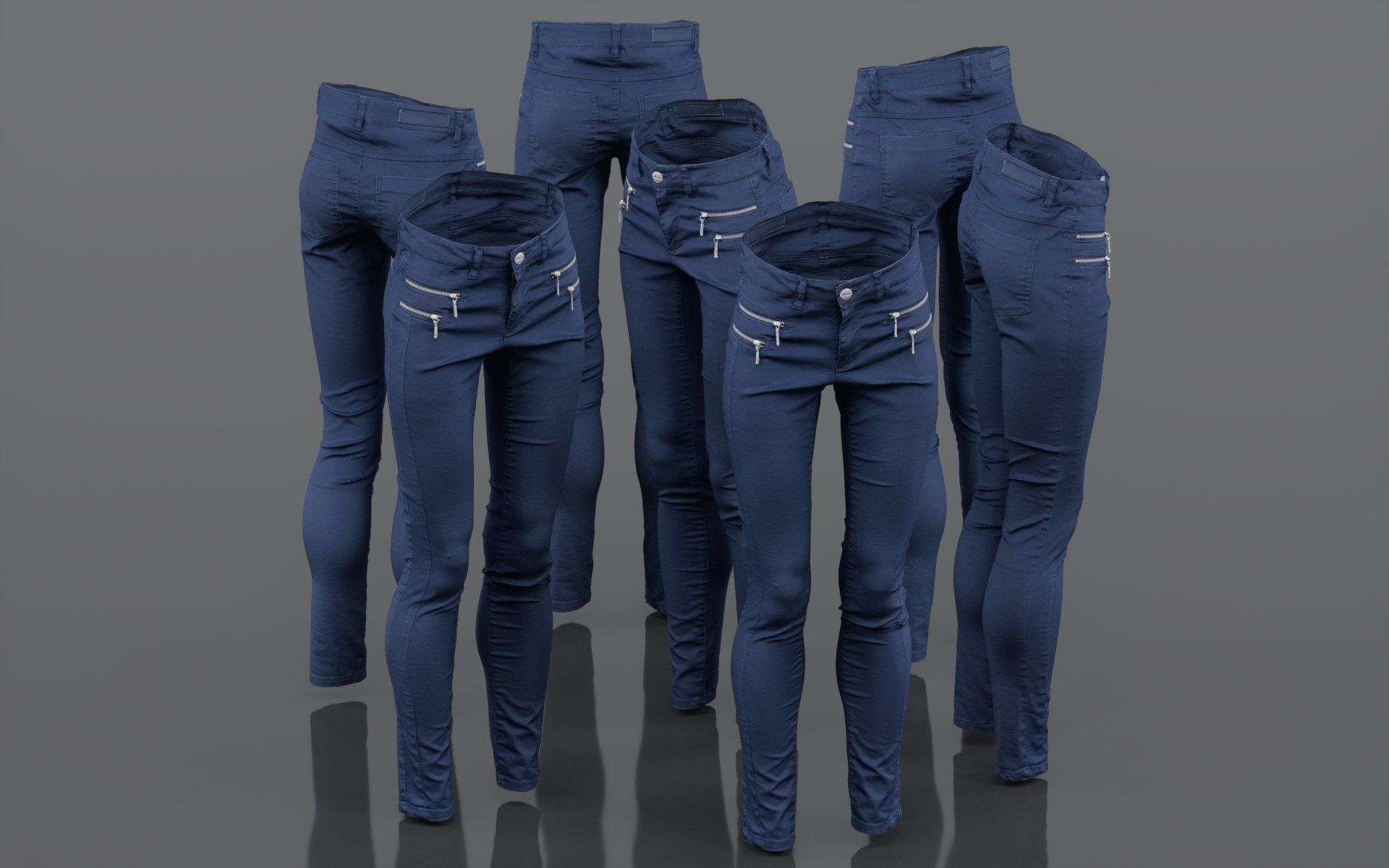 3D model Blue Zipper Pants Trousers VR / AR / low-poly | CGTrader