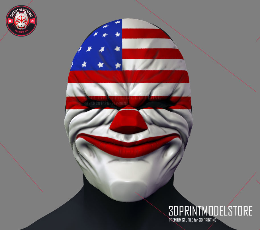 Payday 2 Dallas Hoxton Mask Halloween Cosplay Helmet STL File 3D model ...