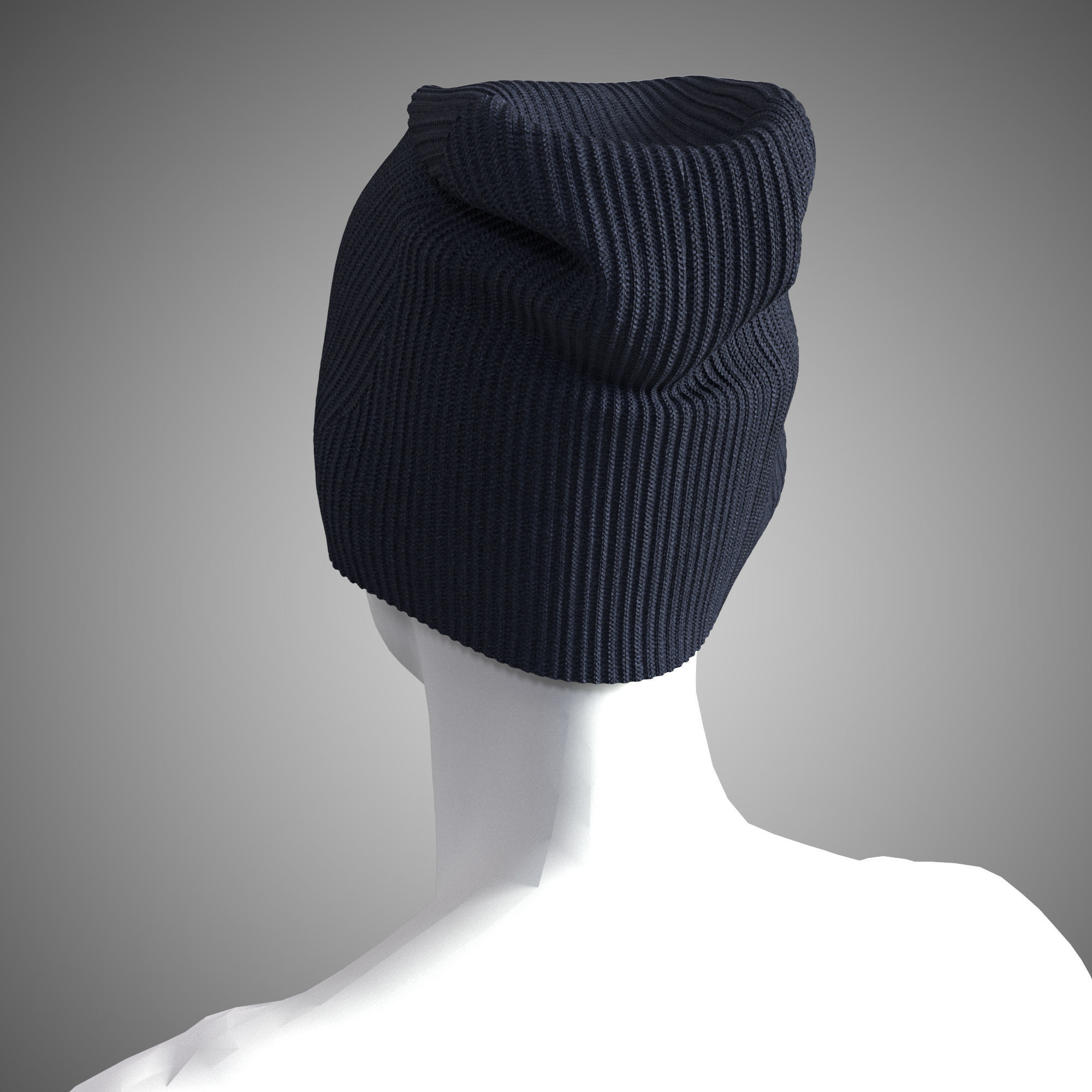 3D model Low poly cap navy beanie with orange tag VR / AR / low-poly ...
