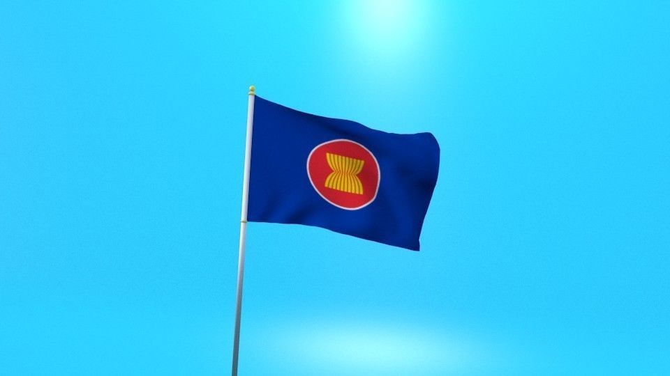 Asean flag animated low poly 3D model animated | CGTrader