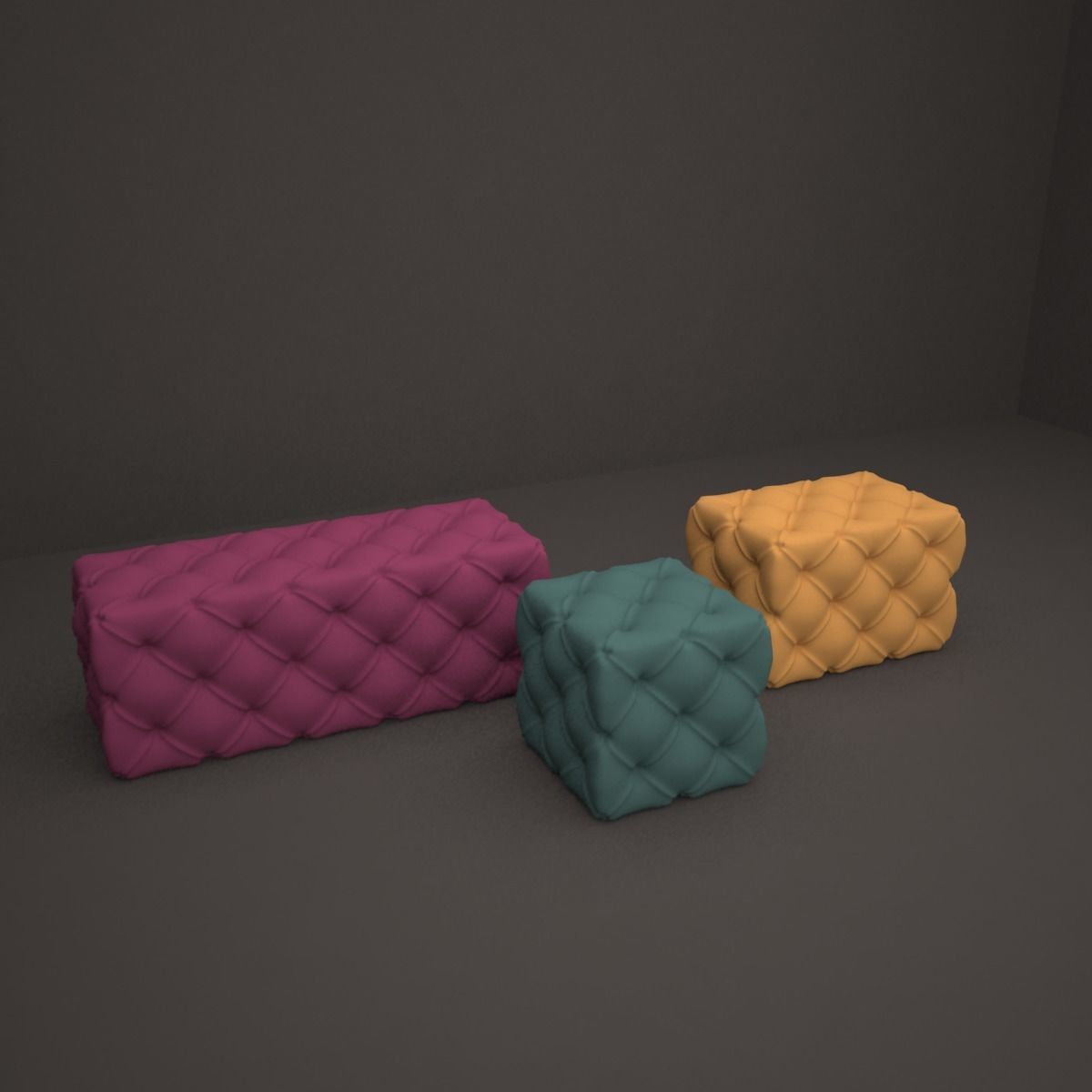 puff three tufted ottomans free 3D model | CGTrader