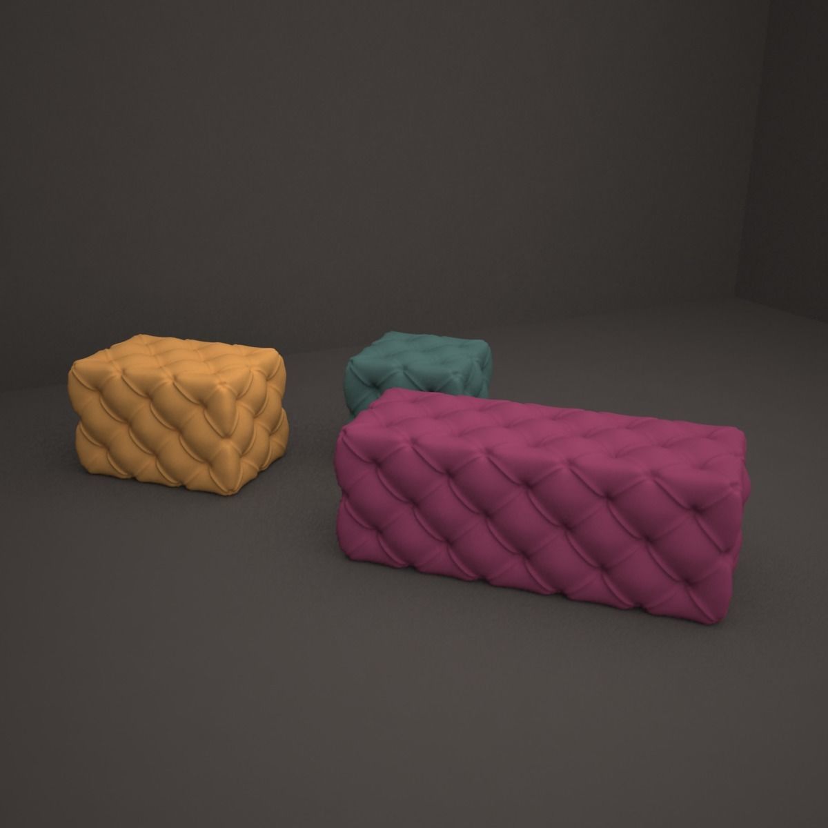 puff three tufted ottomans free 3D model | CGTrader