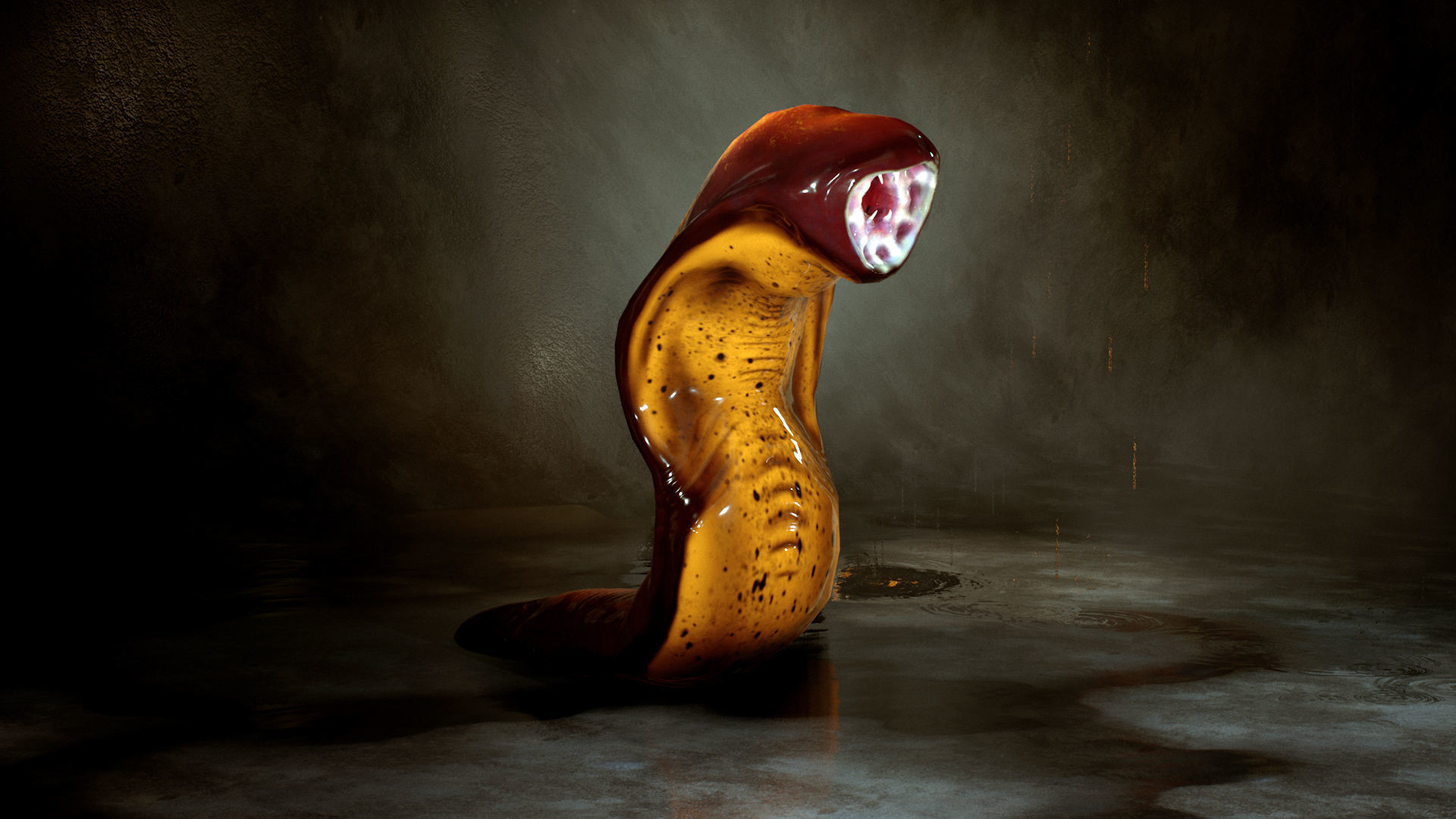 3D model Fanged Leech VR / AR / low-poly rigged animated | CGTrader