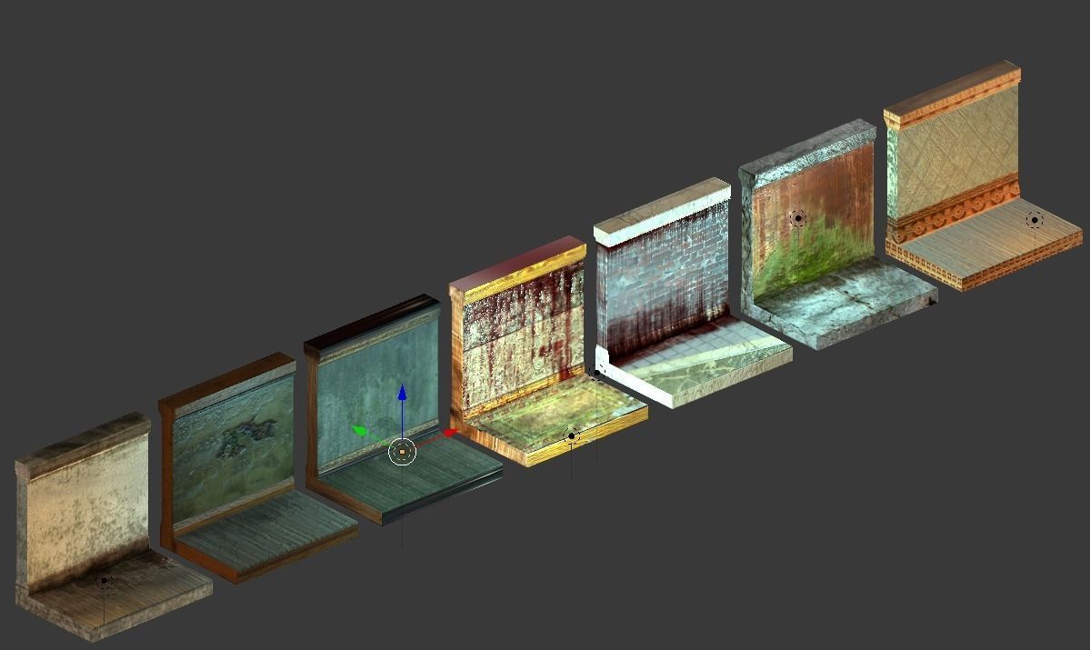 Low Poly Game Ready Modular Wall Pack free VR / AR / low-poly 3D model ...