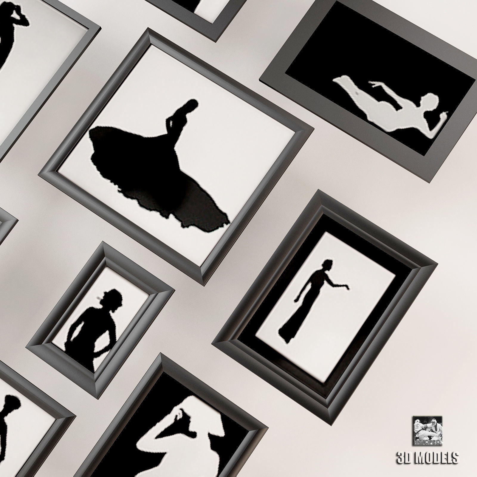 Silhouettes prints 3D model | CGTrader