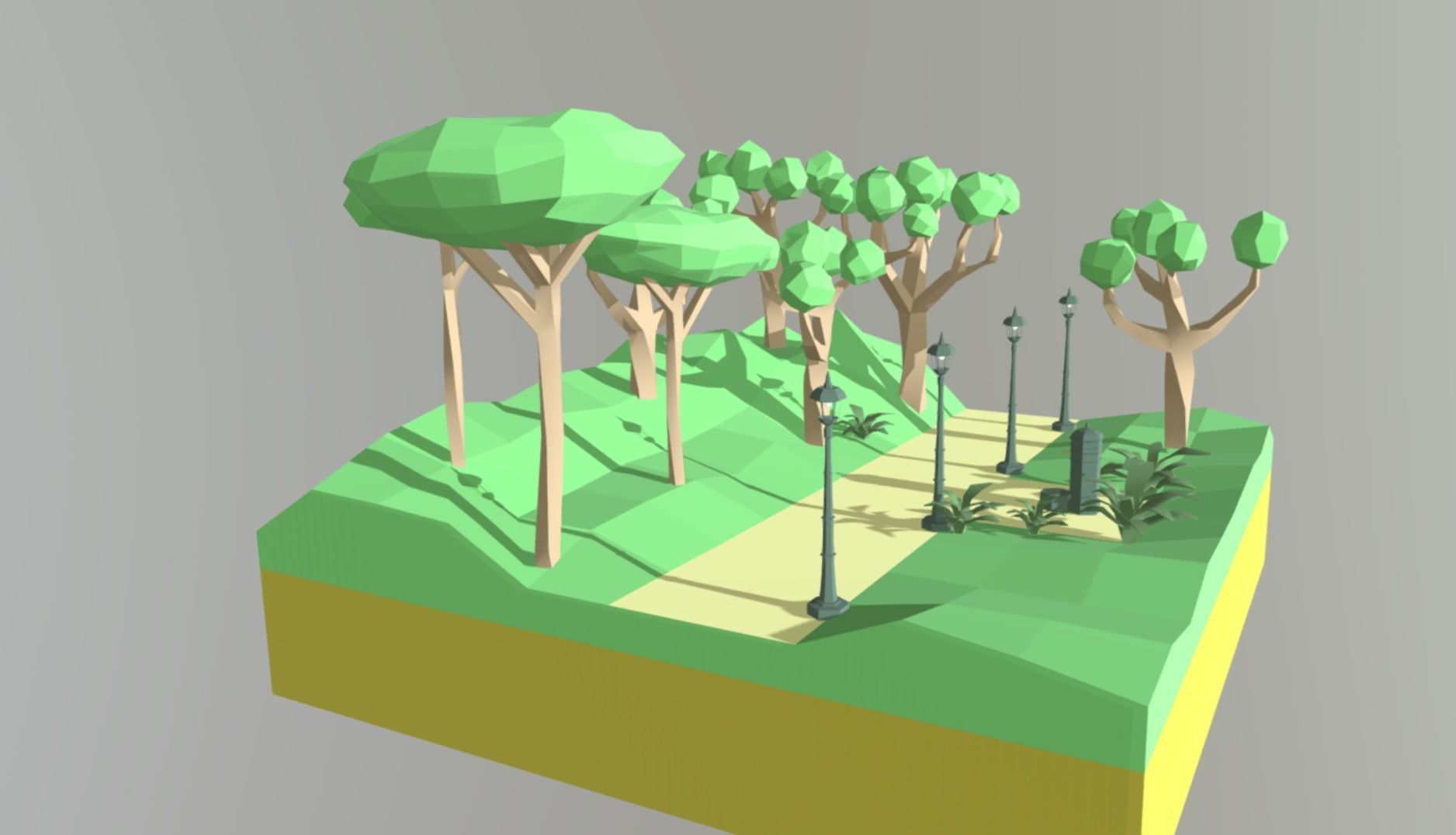 3D model Low-poly Park Scene VR / AR / low-poly | CGTrader
